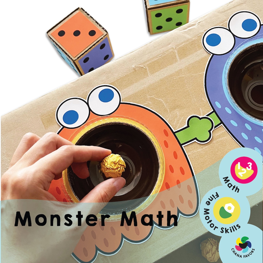 Monster Math Madness Fun Math Game Printable for Kids Develops Motor ...