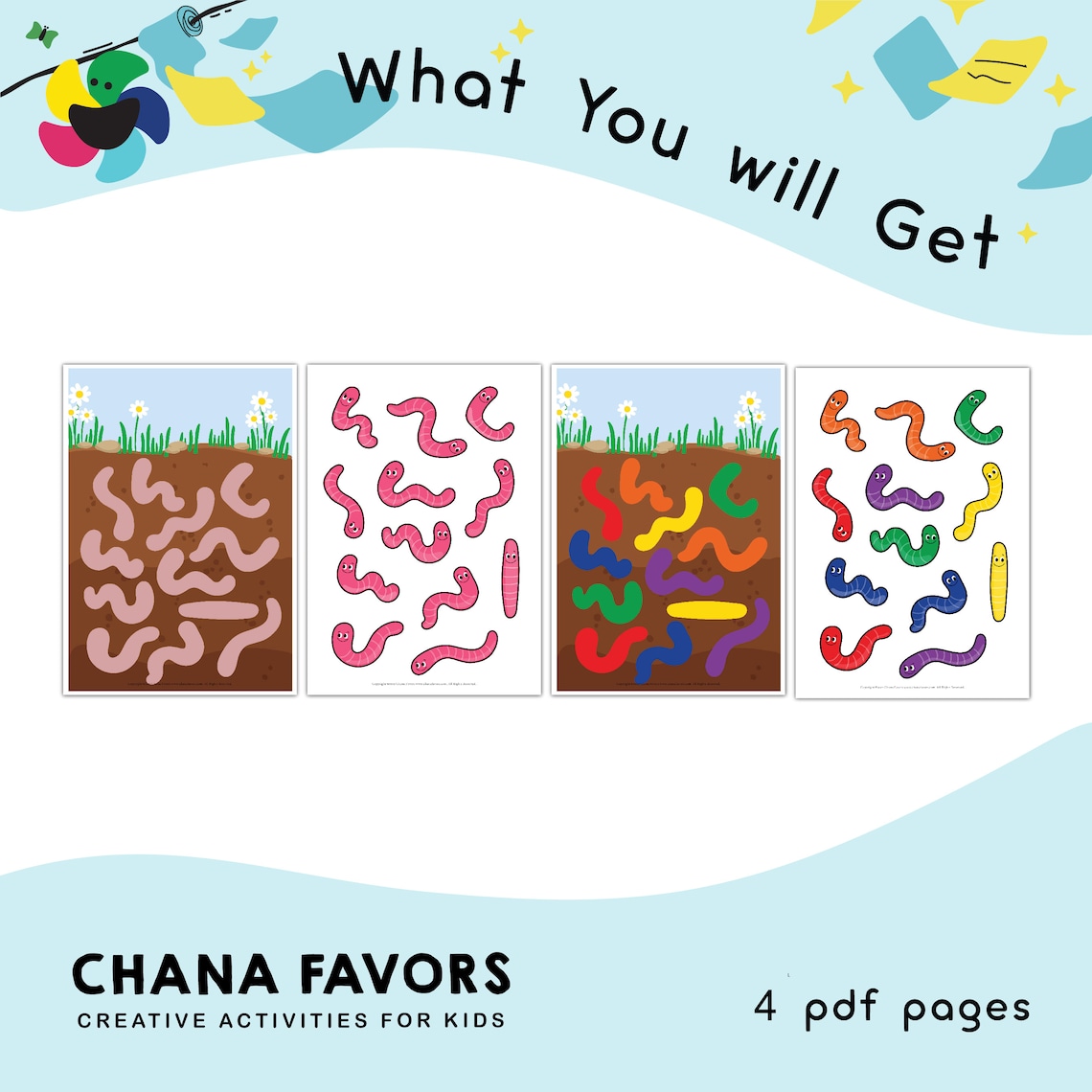 Earthworm Dig Printable Preschool Games to Help Your Child - Etsy