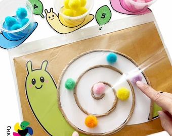 3 in 1 : Snail, Ice-cream and Caterpillar Color Recognition Game - Etsy ...