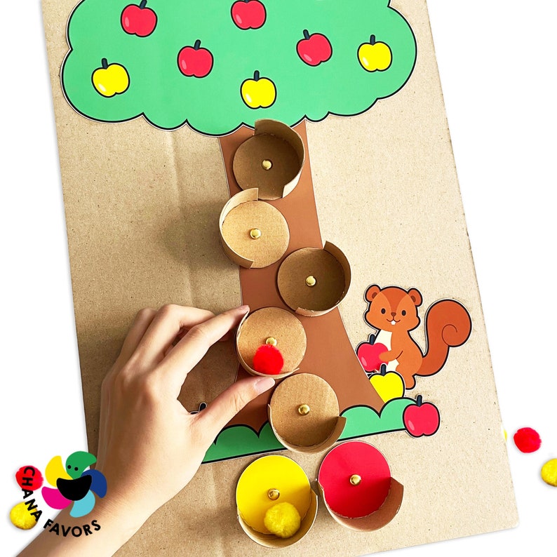 Apple Color Sorting Game: Fine Motor Skills Activity (printable PDF) - Etsy