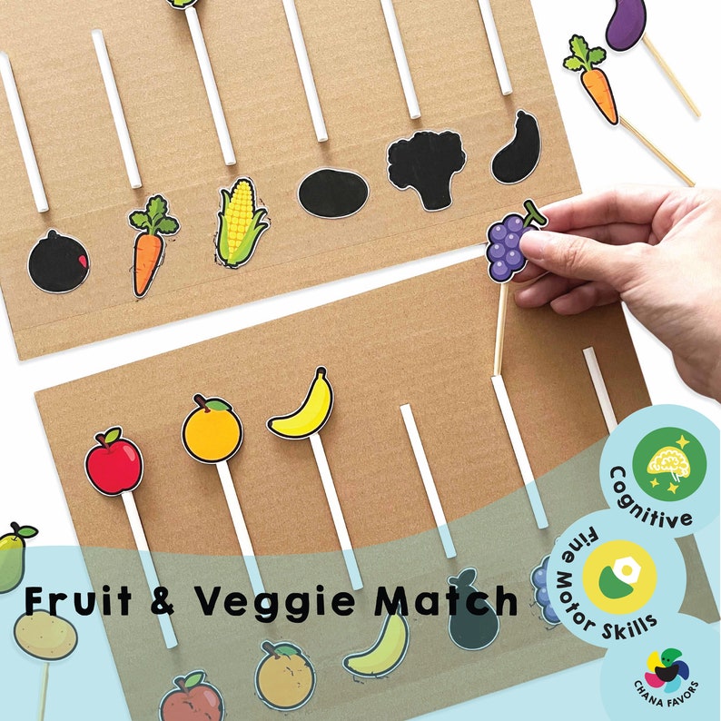 Fruit & Veggie Match Printable Educational Learning Game for Kids ...