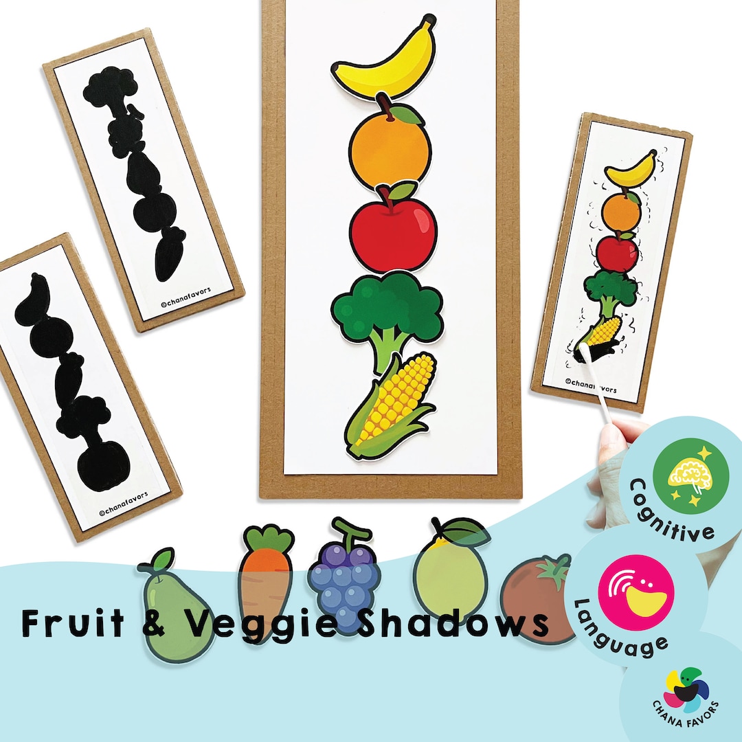 Fruit & Veggie Shadow Matching Game: Kids Learning Printable (PDF) - Etsy