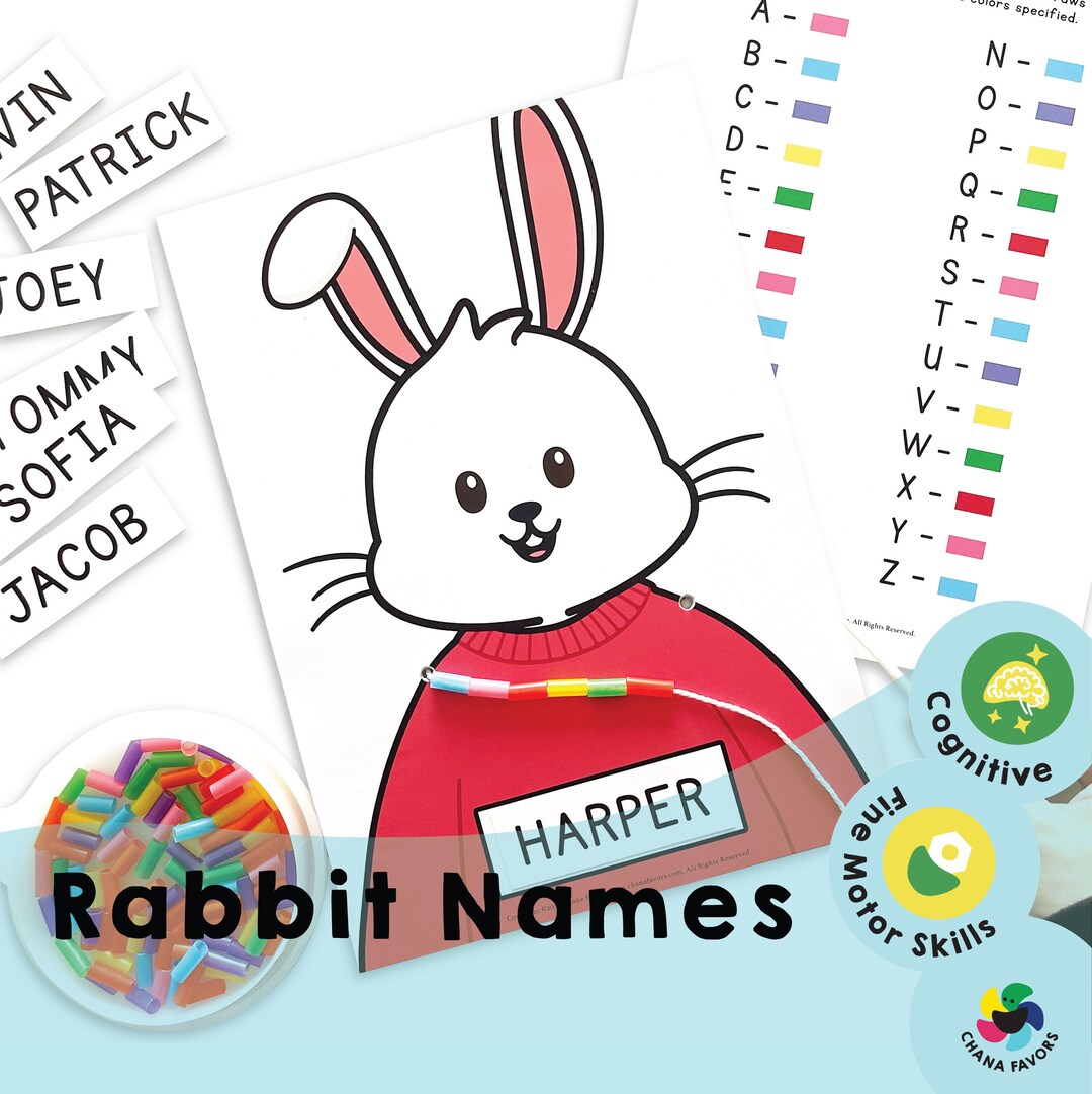 Rabbit Names Printable Kids Activities to Help Children - Etsy