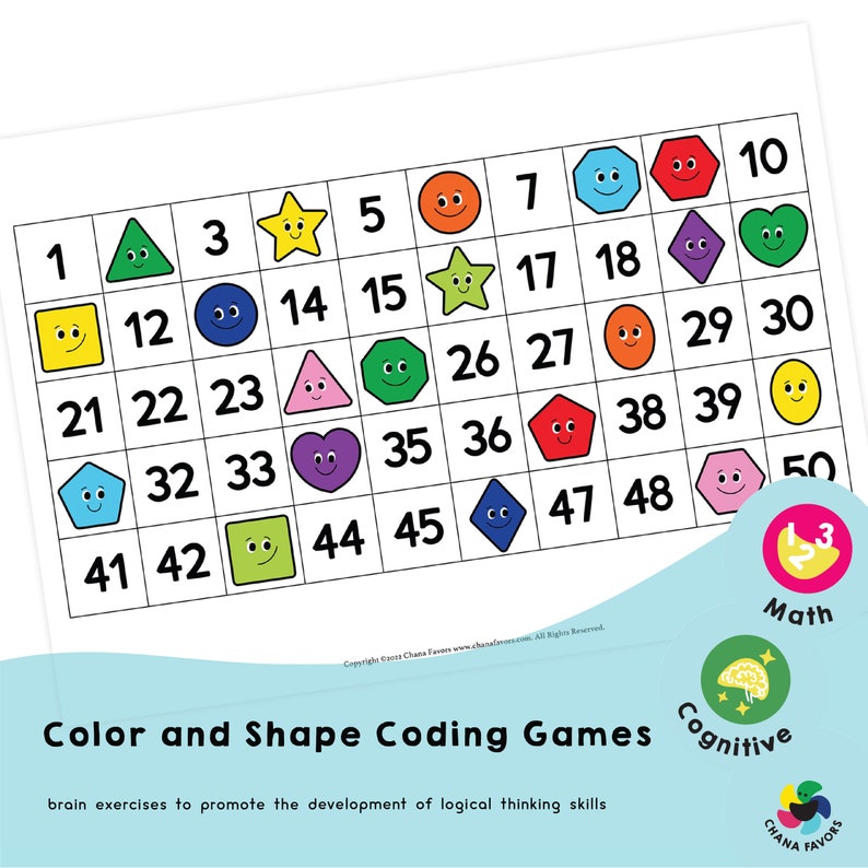 Color and Shape Coding Games 3-in-1 Printable Brain Training Homeschool ...