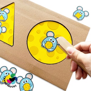 Cheese Mouse Shape Matching Game: Fine Motor Skills (printable PDF) - Etsy