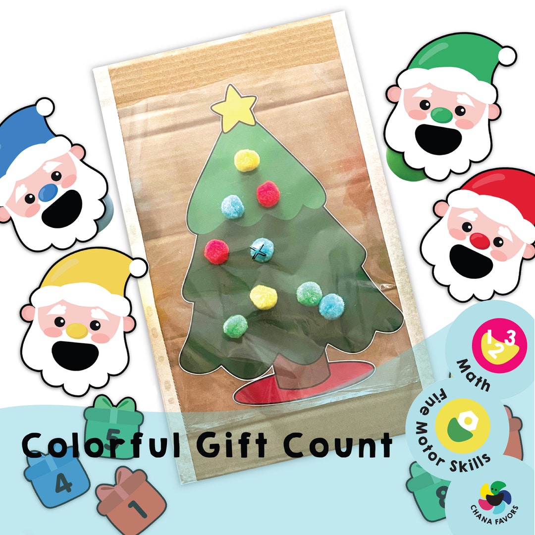 Christmas Tree Gift Count Game: Learn Colors & Numbers (printable PDF ...