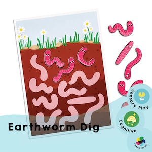 PDF imprimible de Earthworm Dig: juego preescolar para ayudar a su hijo ...
