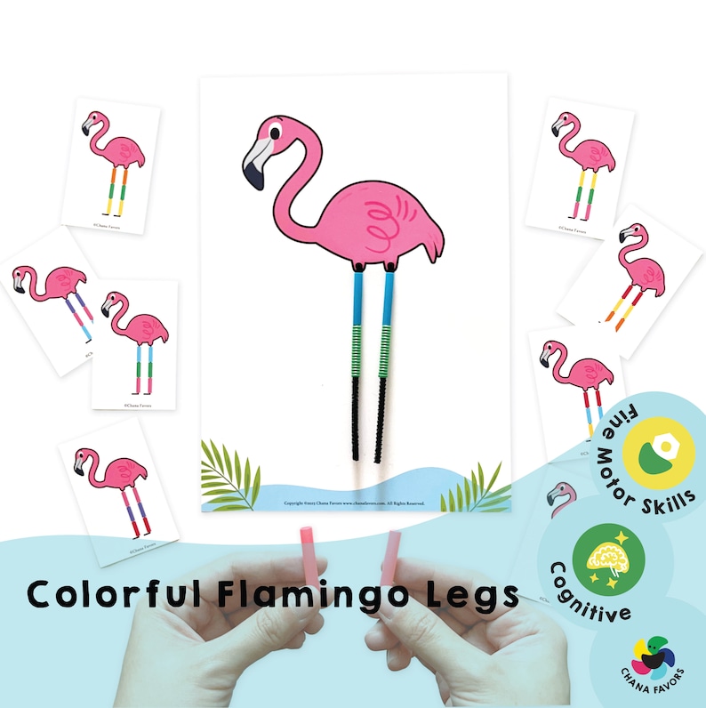 Colorful Flamingo Legs Printable: Fine Motor Skills Activity (PDF ...