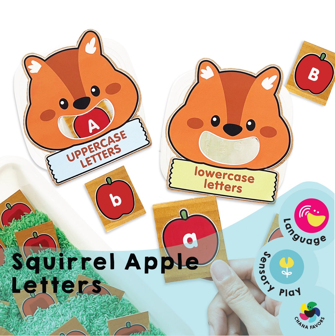 Squirrel Apple Alphabet Game: Sensory Letter Matching (printable PDF ...