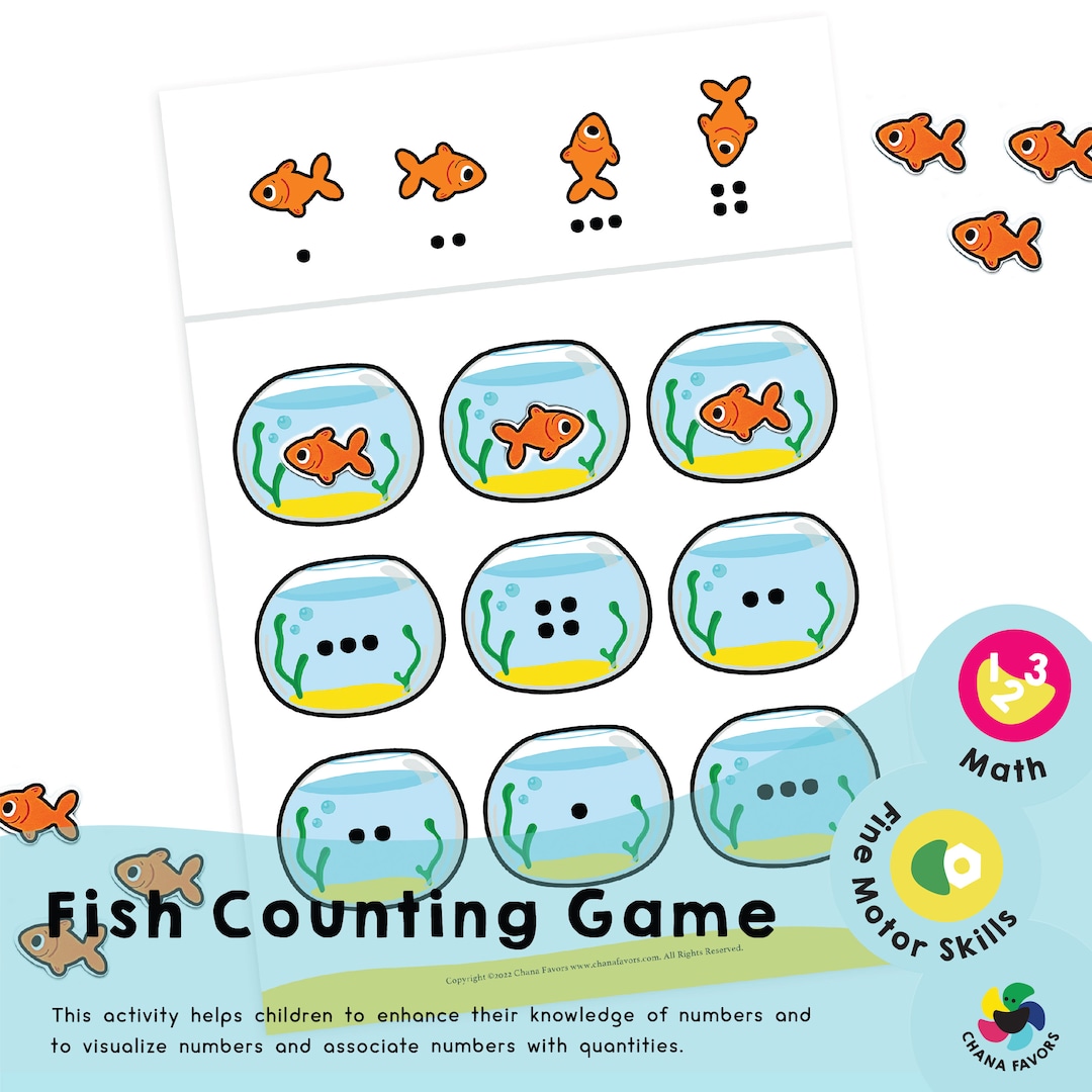 Fish Counting Game: Preschool Number Activity (printable PDF) - Etsy