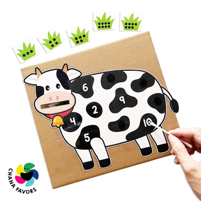 Alimenta a las vacas imprimible Juego de contar para niños Actividad ...
