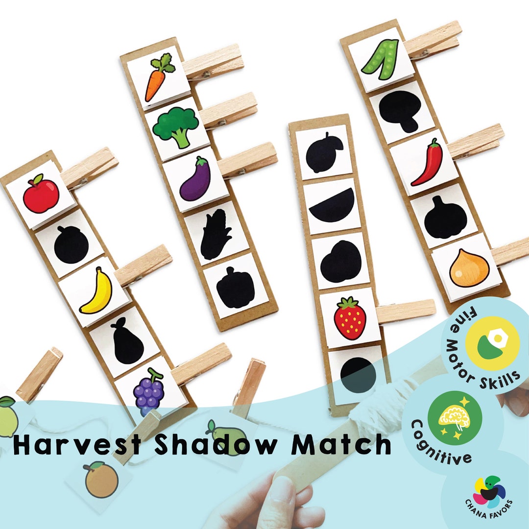 Produce Shadow Matching Game: Fine Motor Skills Activity (printable PDF ...