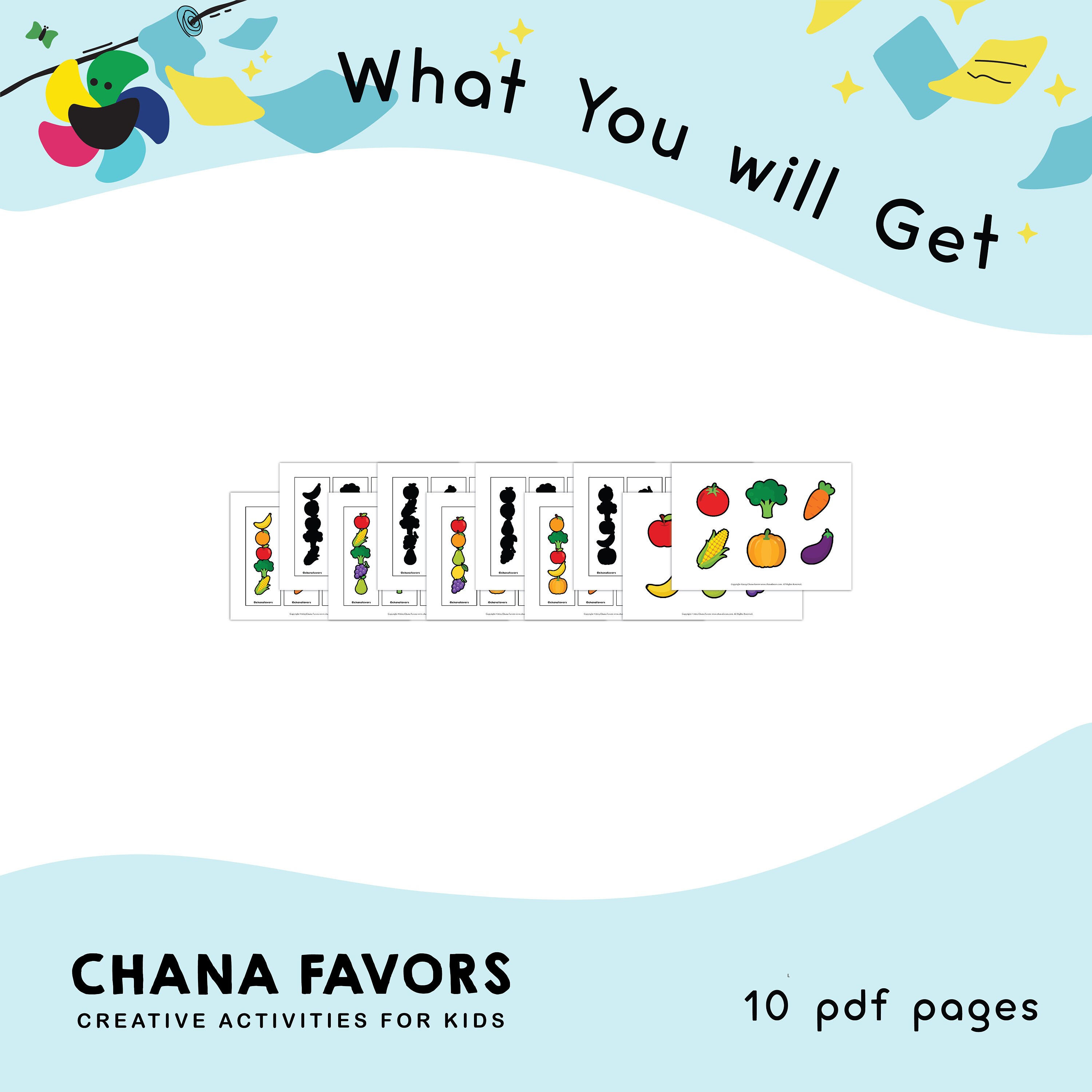 Fruit & Veggie Shadow Matching Game: Kids Learning Printable (PDF) - Etsy