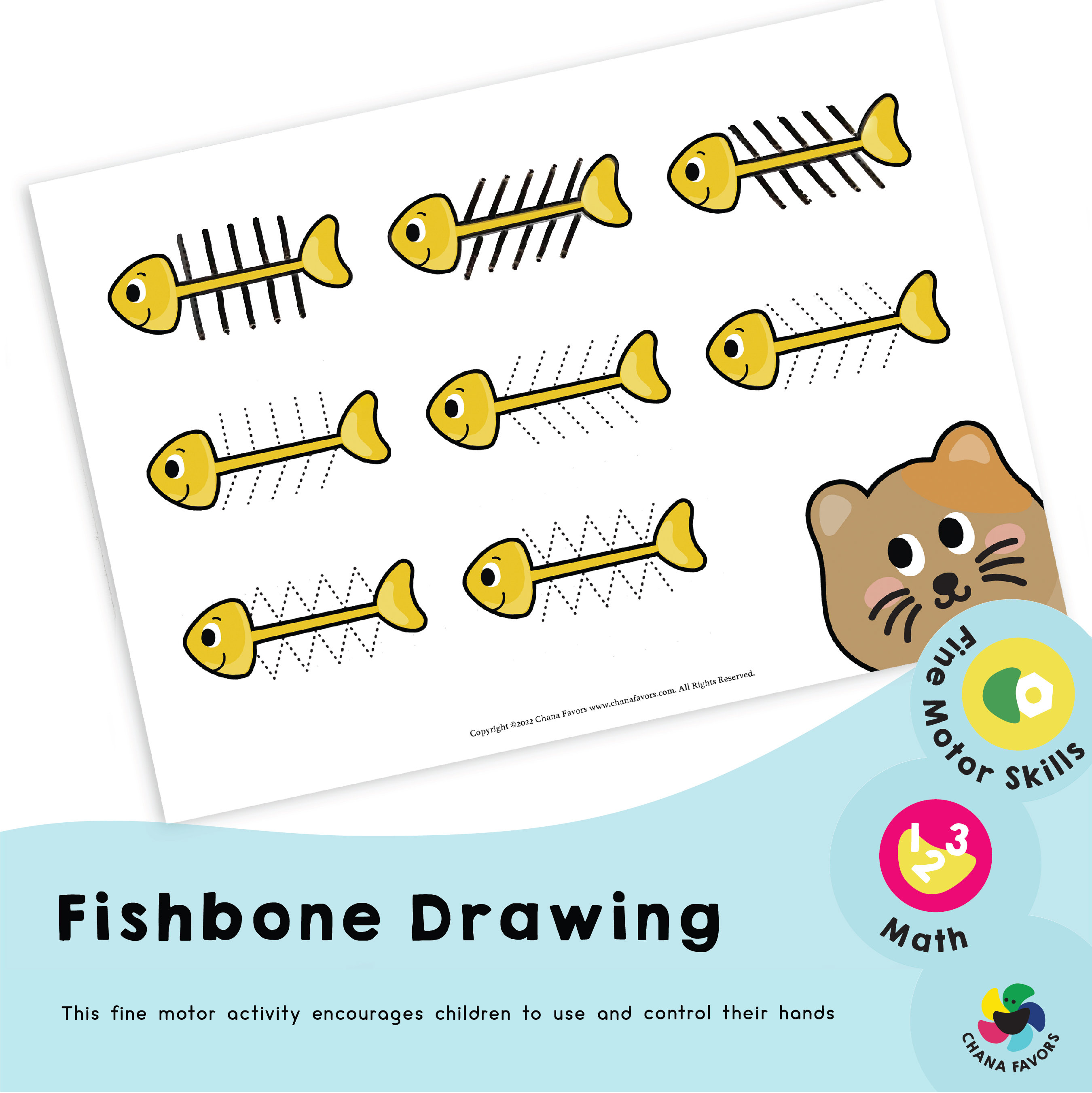 Fishbone Drawing Printable Preschool Fine Motor Activity to Encourage ...