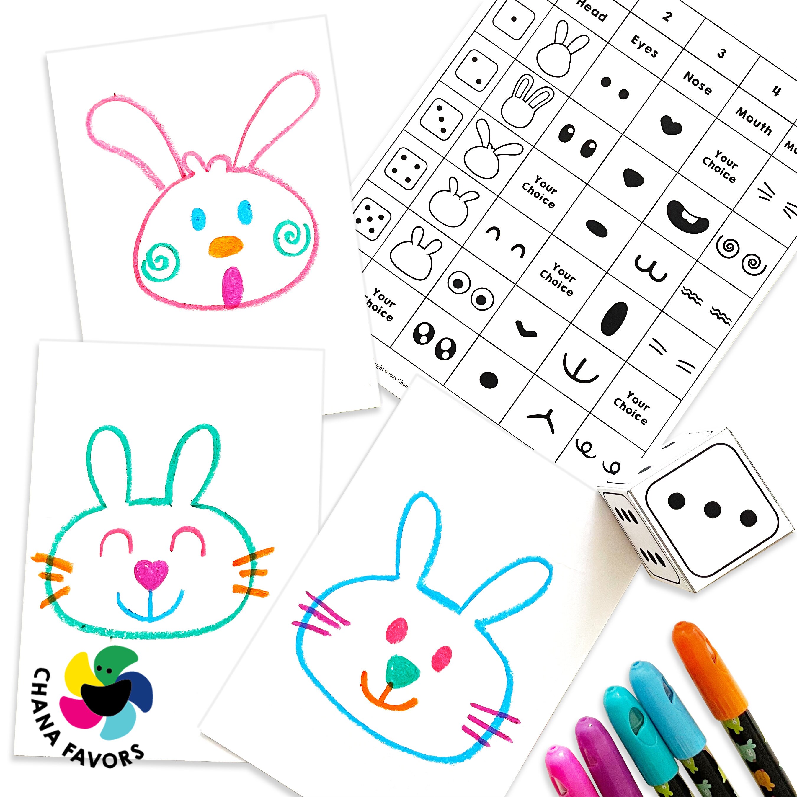Bunny Creator Printable Easter Bunny Drawing and Coloring Game That ...