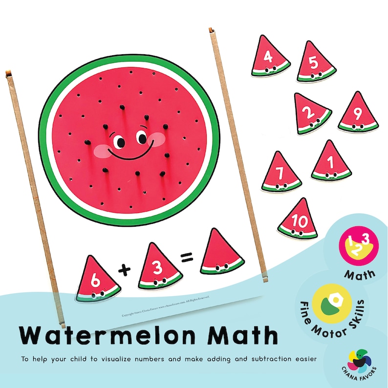 Watermelon Math Printable: Preschool Addition & Subtraction (PDF ...