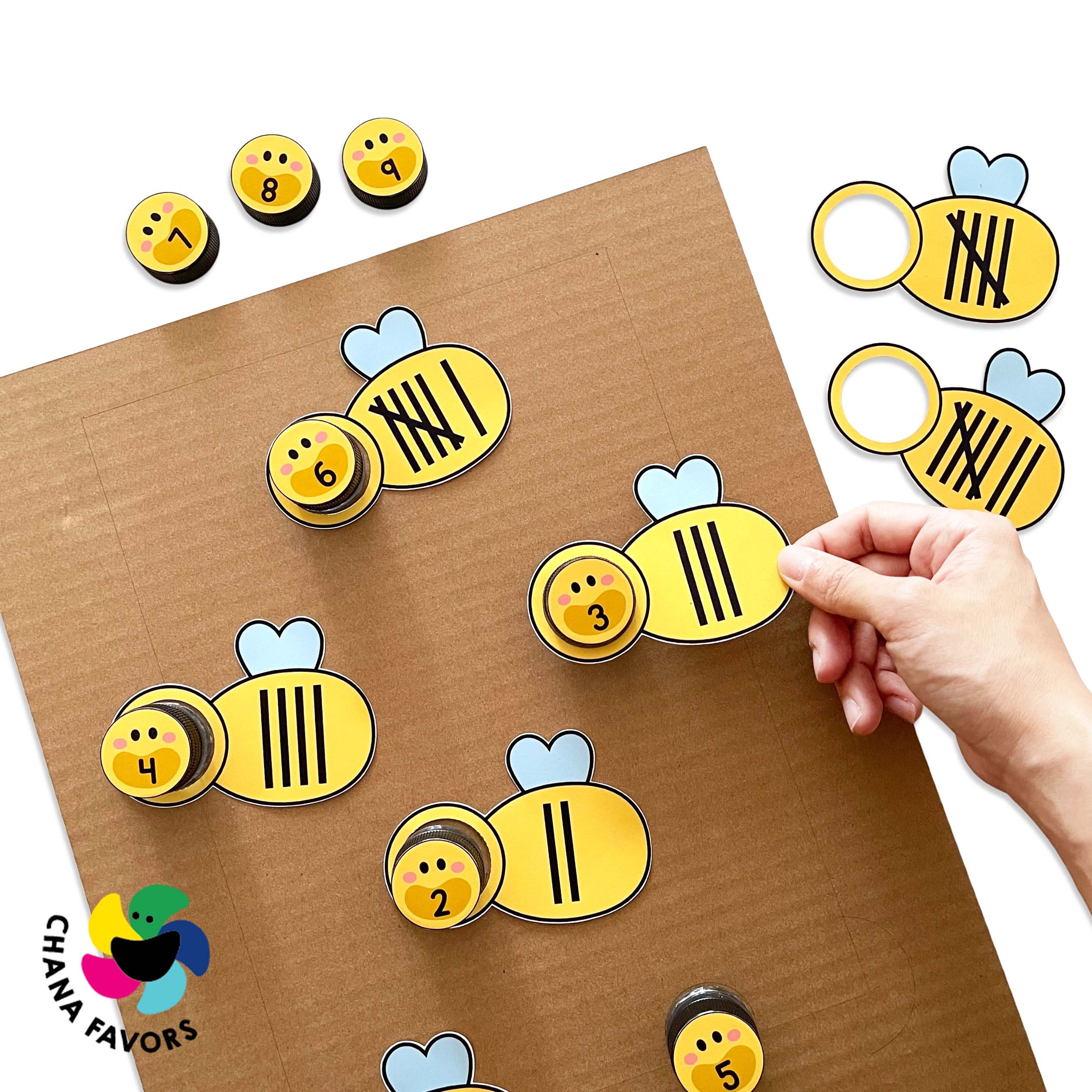 Bee Number Match Printable Fun Educational Pre-math Game Develop Fine ...