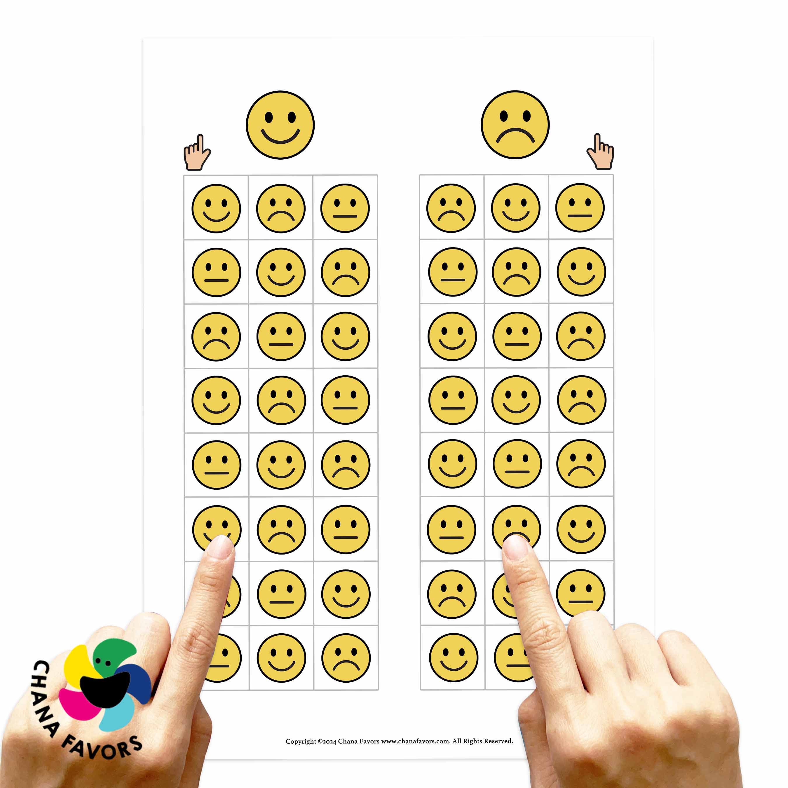 Forefinger Gym: Emoji Faces Printable Game Enhancing Coordination ...