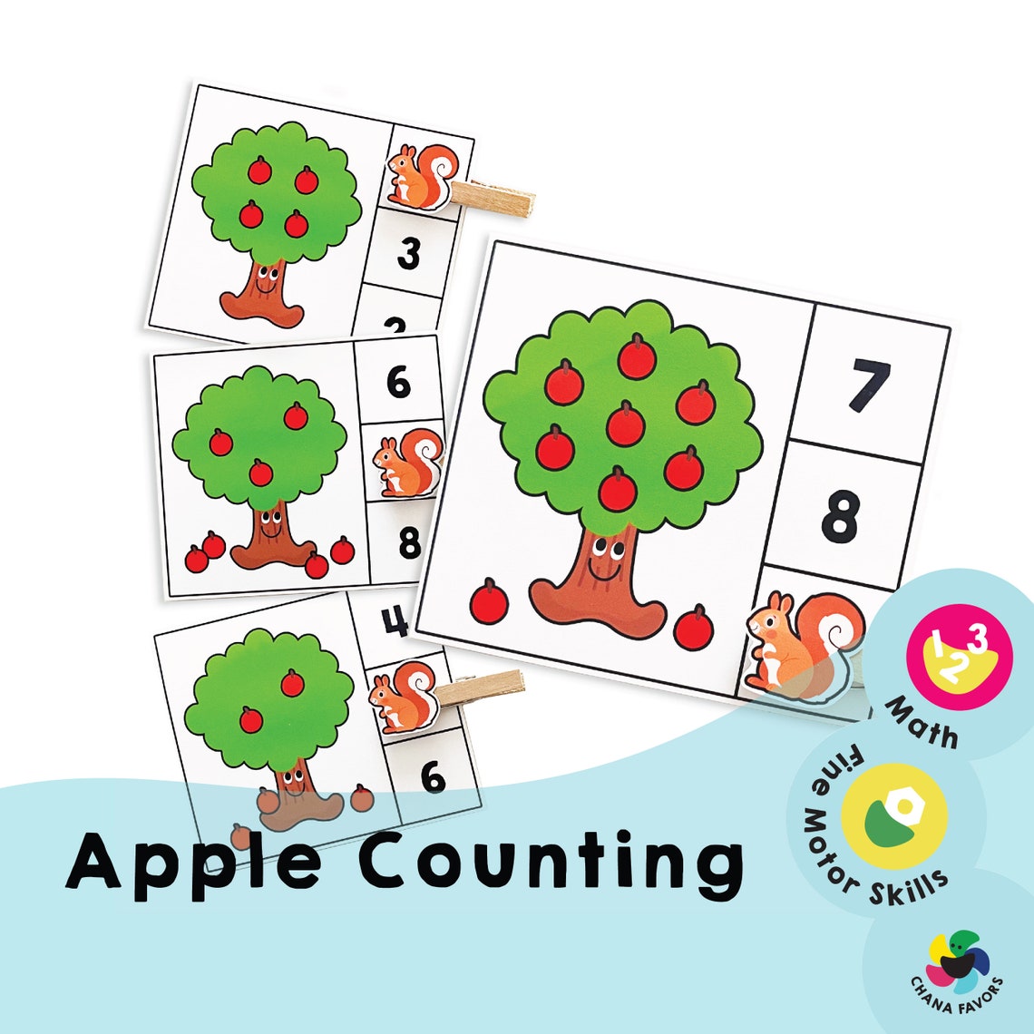 Apple Counting Printable Preschool Homeschool Kids Activity - Etsy