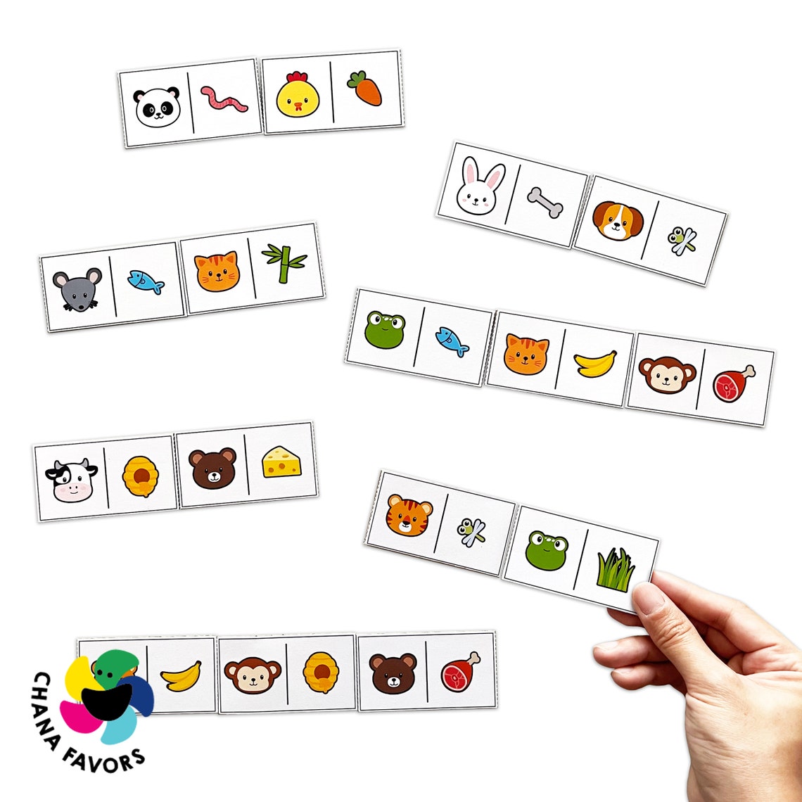 Animal Food Dominoes printable Kids Activities to Train the - Etsy