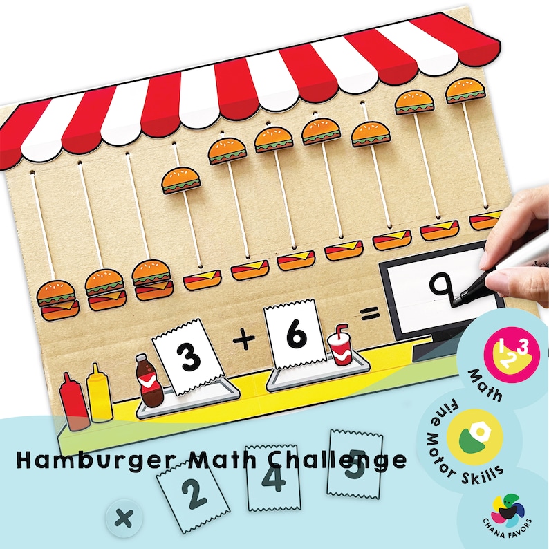 Hamburger Math Challenge: Fine Motor Skills Game (printable PDF) - Etsy