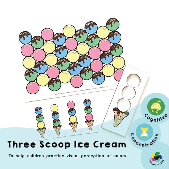 Three Scoop Ice Cream printable Preschool Resources to Help - Etsy