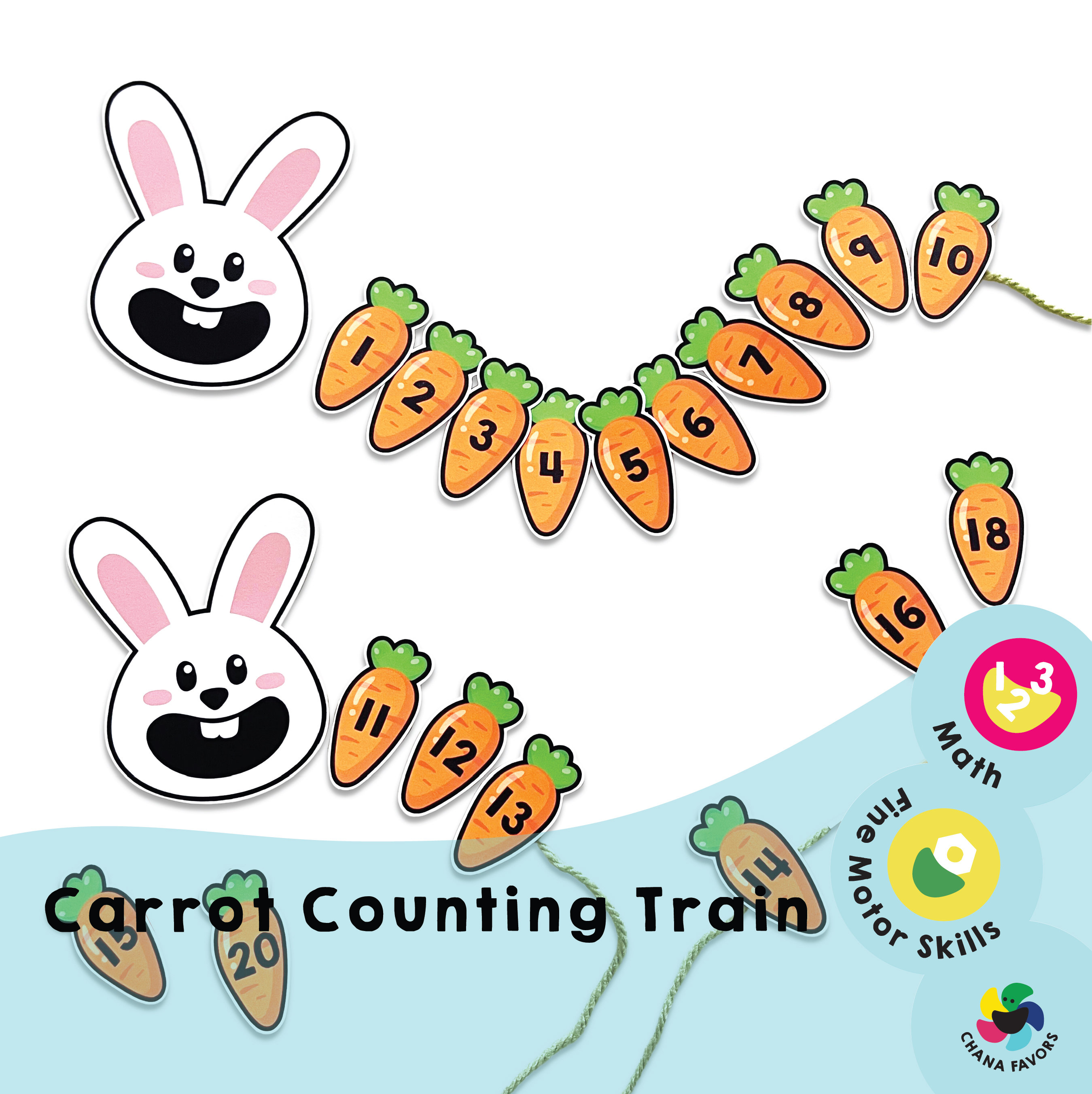 Carrot Counting Train Printable for Preschoolers learn Numbers 1-20 ...