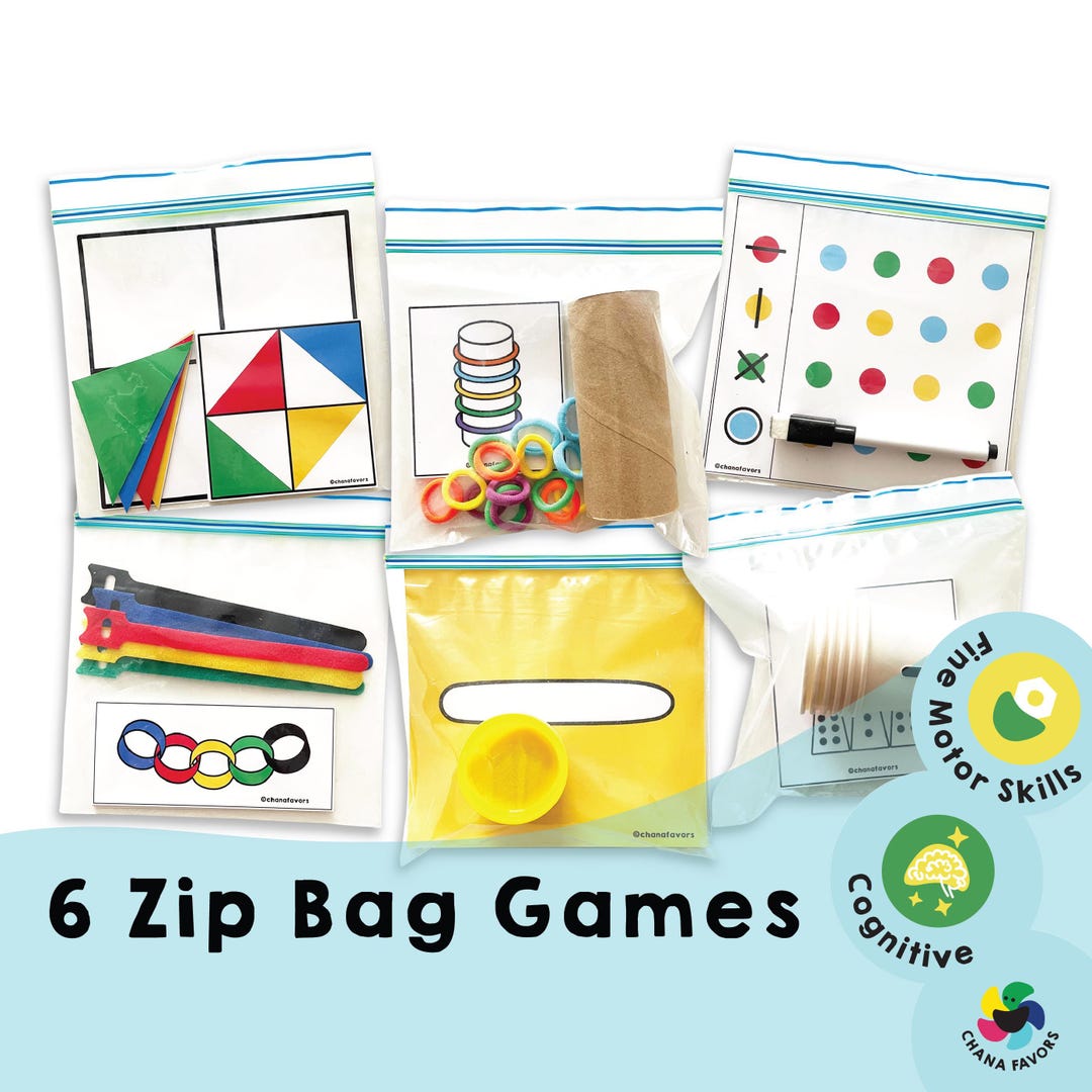 6 Zip Bag Games: Fine Motor Skills Learning Kit (printable PDF) - Etsy
