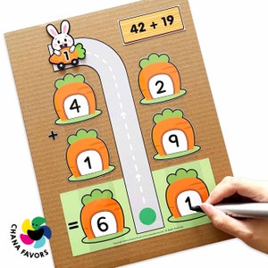 Rabbit Math Game: Double Digit Addition Printable (PDF) - Etsy