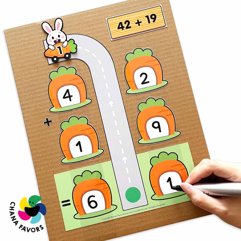 Rabbit Math Game: Double Digit Addition Printable (PDF) - Etsy