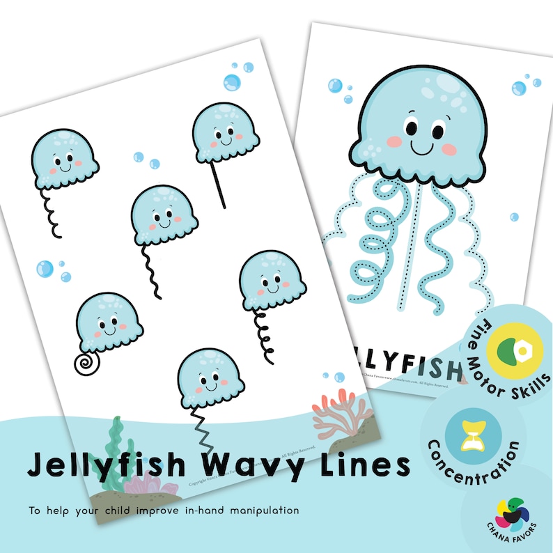 Jellyfish Wavy Lines Activity: Preschool Fine Motor Skills (printable ...