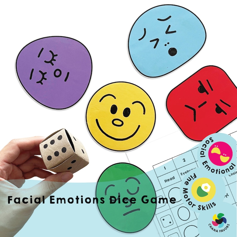 Facial Emotions Dice Game Printable Boost Emotional Intelligence ...