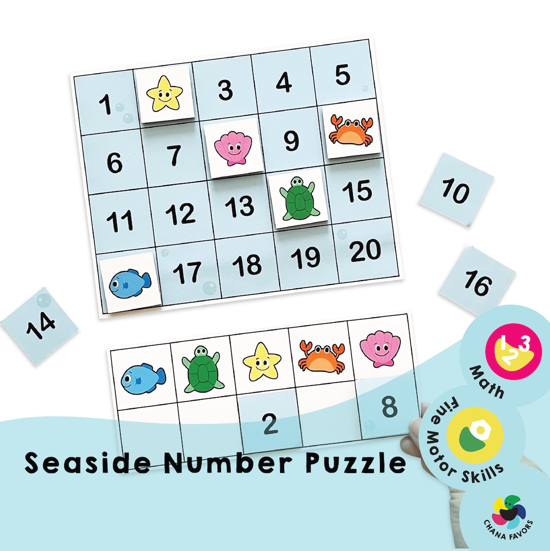 Seaside Number Puzzle Engaging Printable for Kids, Boost Number ...