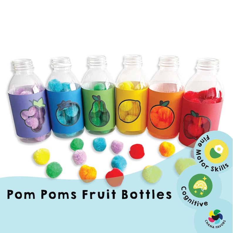 Pom Pom Fruit Bottle Activity: Fine Motor Skills Printable (PDF) - Etsy