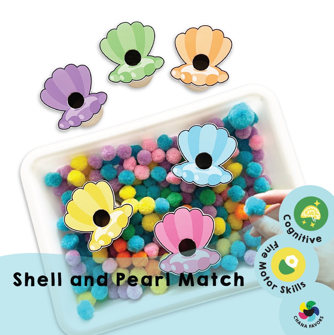 Shell and Pearl Matching Game: Fine Motor Skills Activity (printable ...