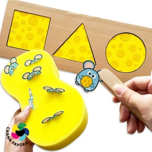 Cheese Mouse Shape Matching Game: Fine Motor Skills (printable PDF) - Etsy