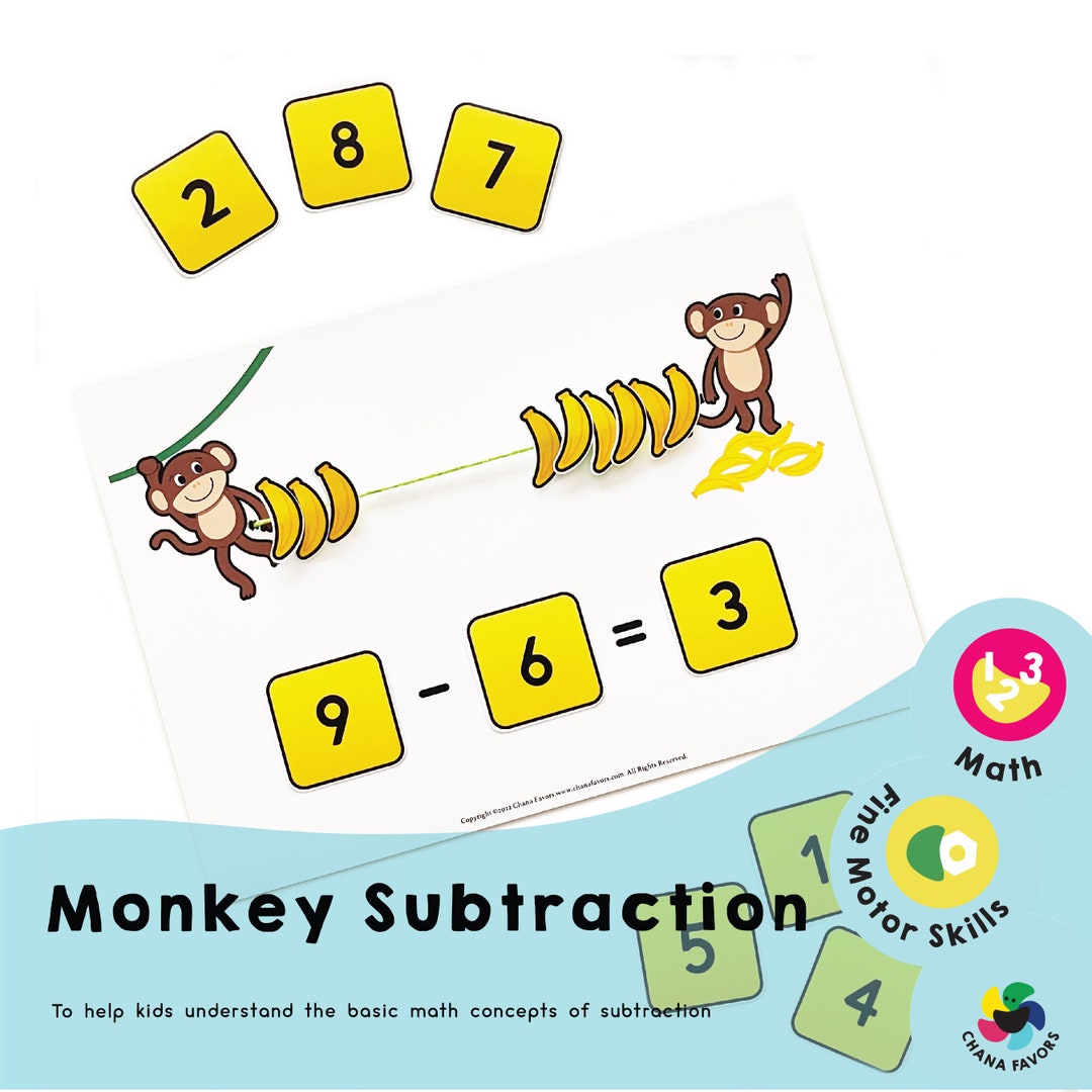 Monkey Subtraction Game: Math Learning Printable (PDF) - Etsy