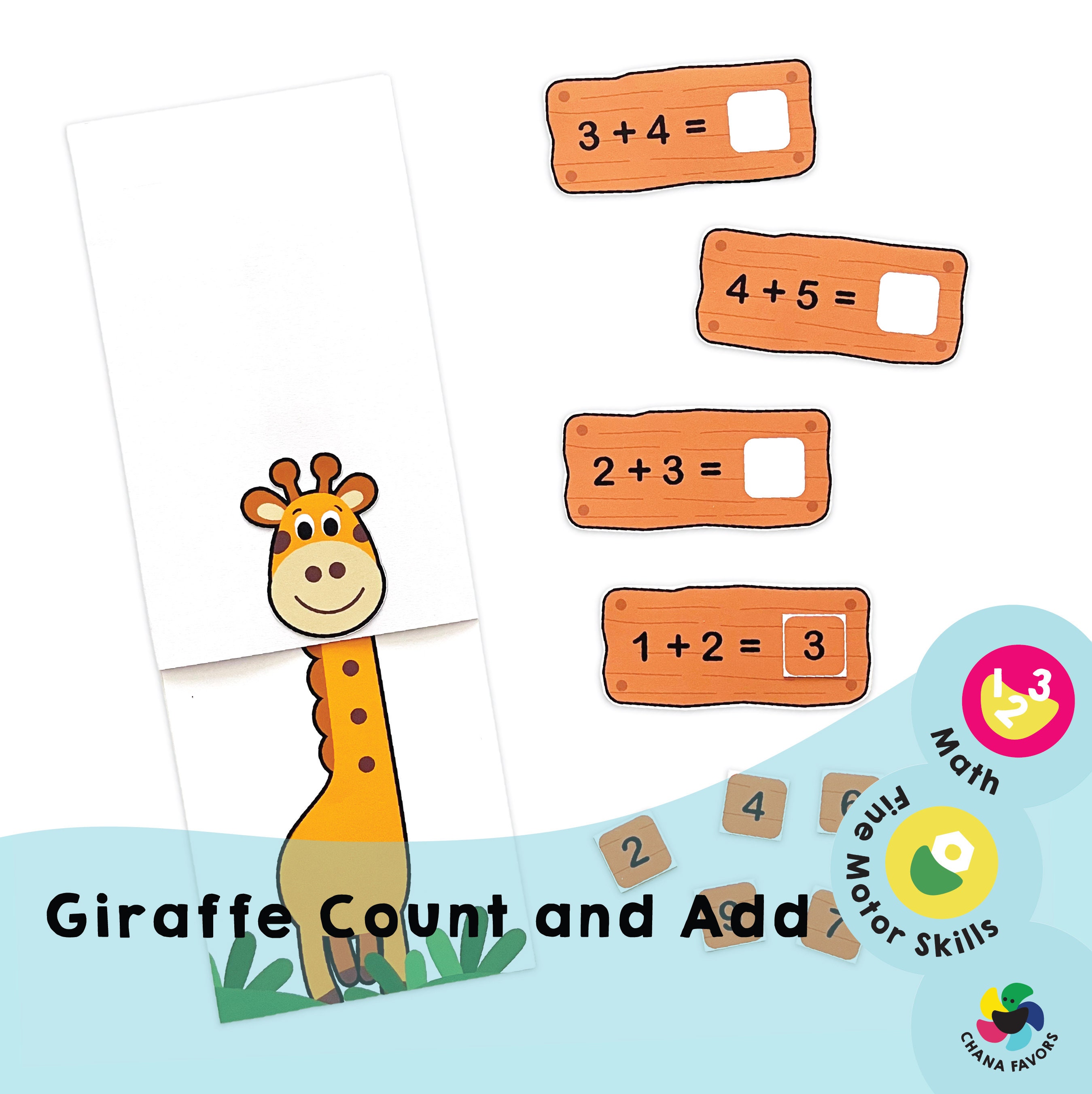 Giraffe Math Game: Count and Add Printable (PDF Download) - Etsy