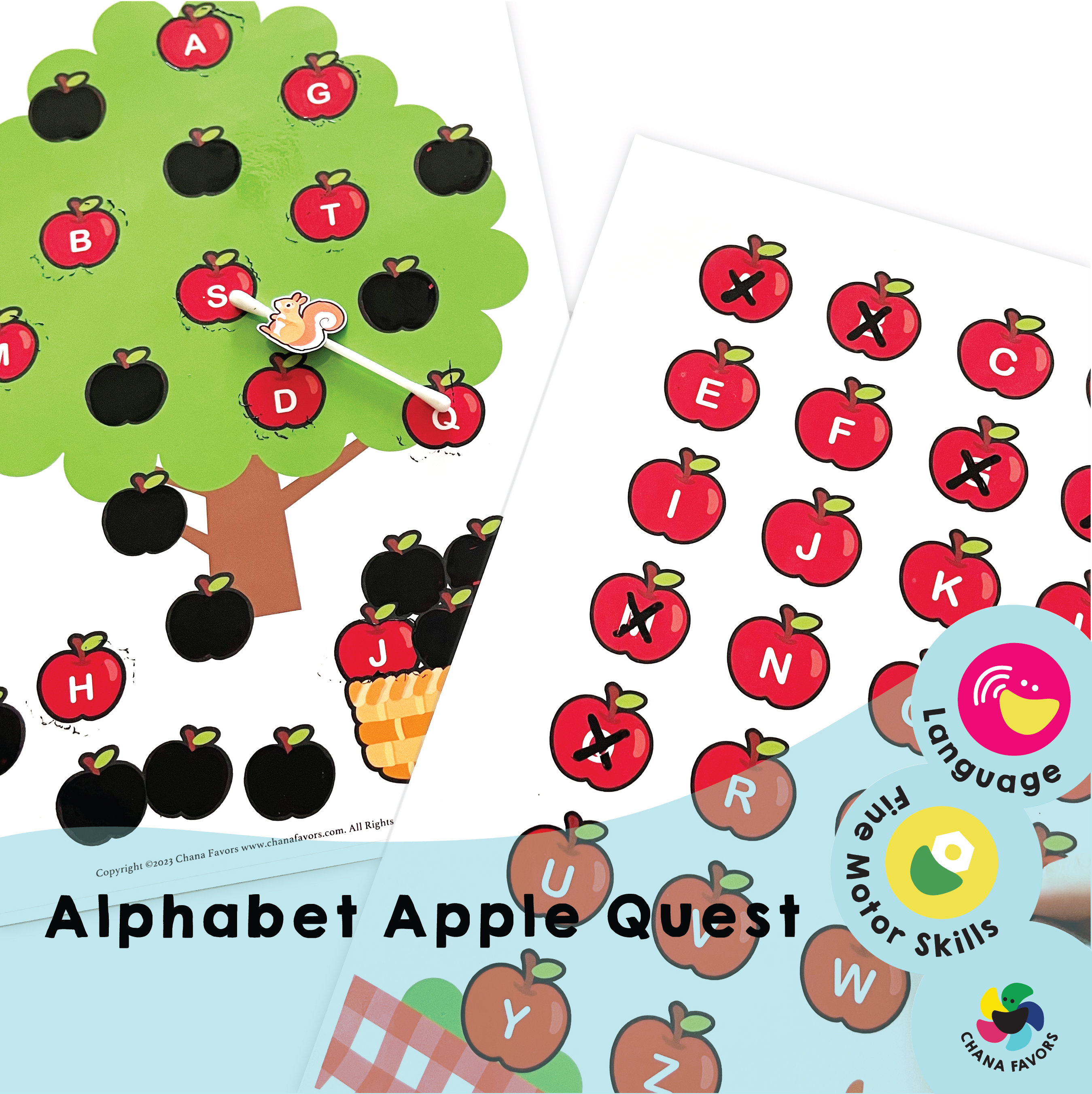 English Alphabet Apple Quest Printable Fun Educational Game for Kids to ...