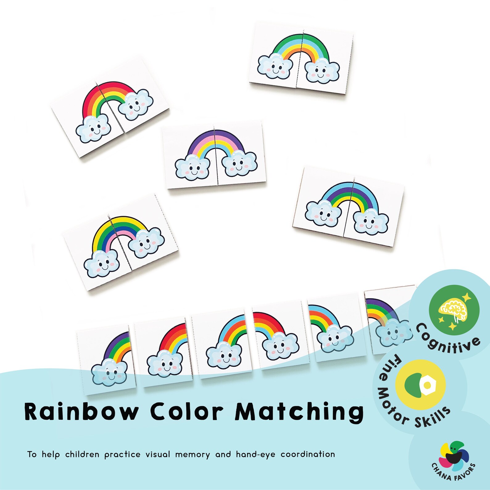 Rainbow Color Matching Printable PDF Preschool Homeschool Games to Help ...