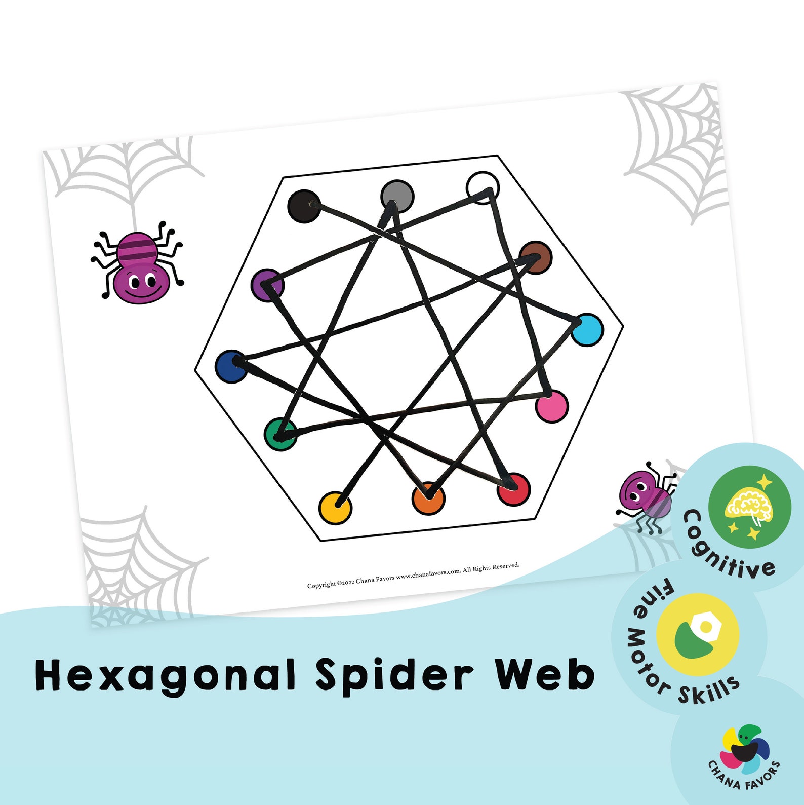 Hexagonal Spider Webs Printable Preschool Homeschool - Etsy