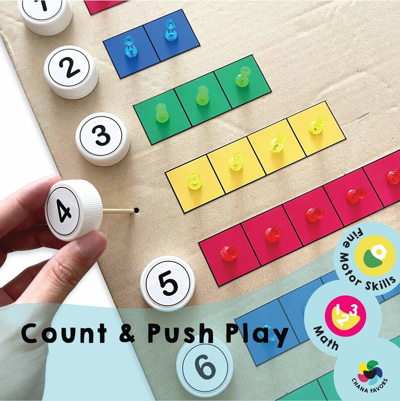 Count & Push Play Printable Strengthen Counting Skills and Fine Motor Skills With DIY Printable ...