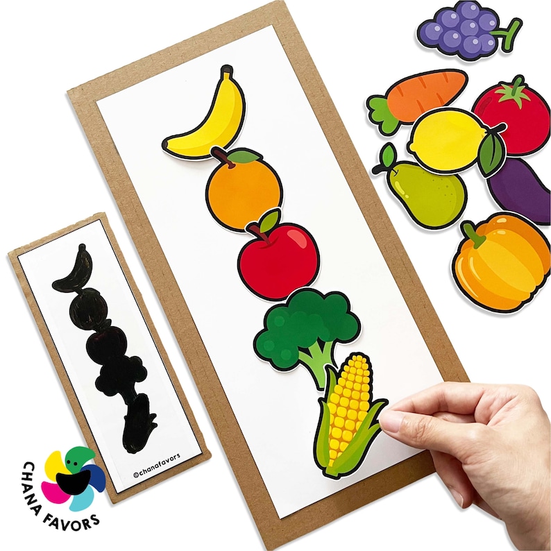 Fruit & Veggie Shadow Matching Game: Kids Learning Printable (PDF) - Etsy