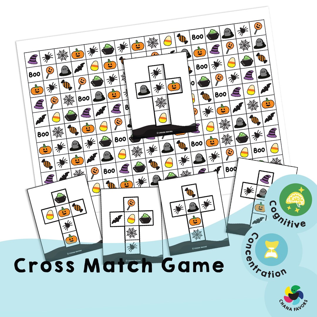 Halloween Cross Match Game: Printable Memory Activity (PDF Download) - Etsy