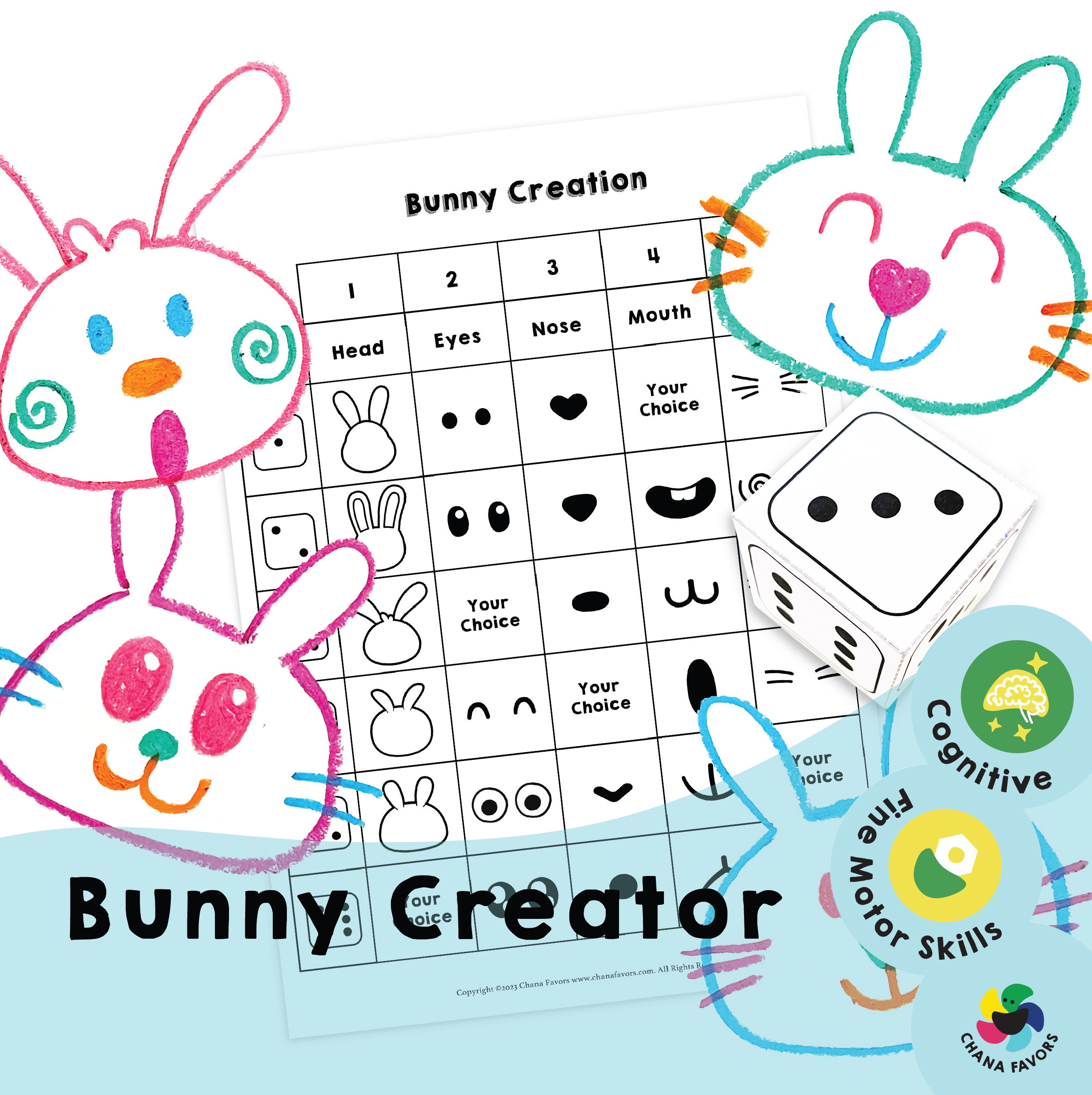 Bunny Creator Printable Easter Bunny Drawing and Coloring Game That ...