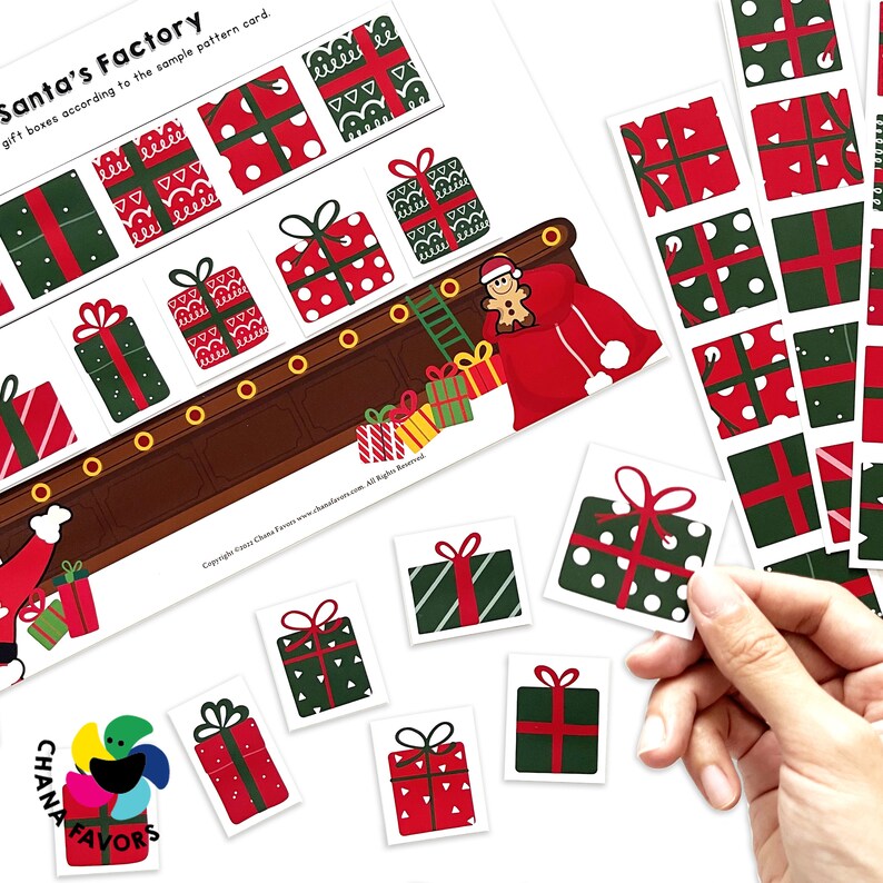 Santa's Factory Matching Game – Christmas Gift Box Pattern Activity ...