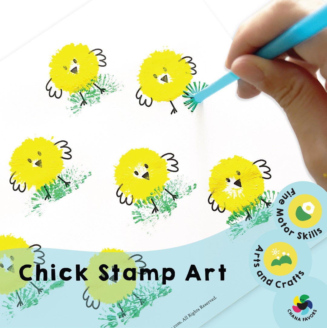 Chick Stamp Art: Kids Straw Painting Activity (printable PDF) - Etsy