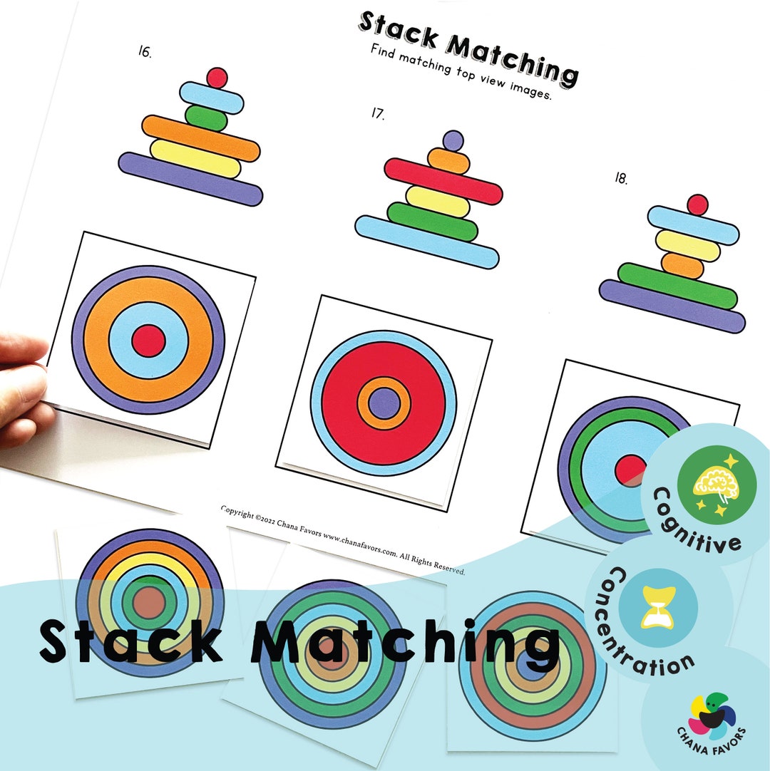 Stack Matching Printable Brain Game to Find Matching Top View Images to ...