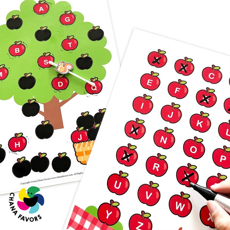 English Alphabet Apple Quest Printable Fun Educational Game for Kids to ...