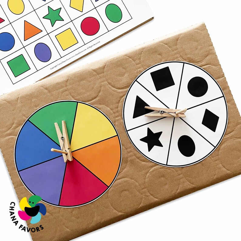 Color & Shape Spin Game: Kids Cognitive Skills Activity (printable PDF ...